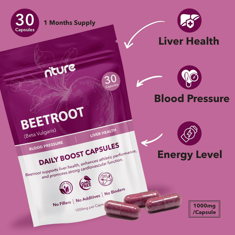 Organic Beetroot Capsules | Natural Blood Pressure & Energy Support ...